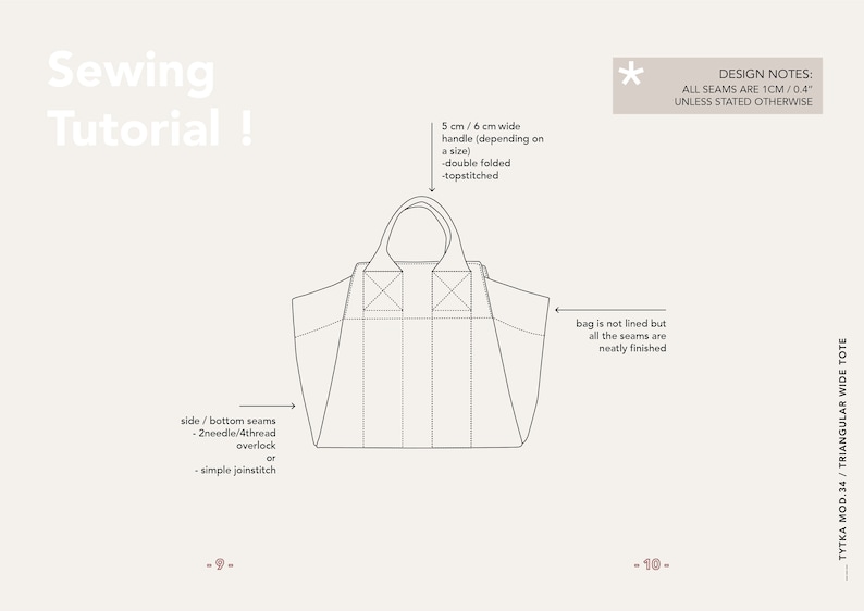Triangular Wide Bag PDF Sewing Pattern Canvas Tote Pattern - Etsy