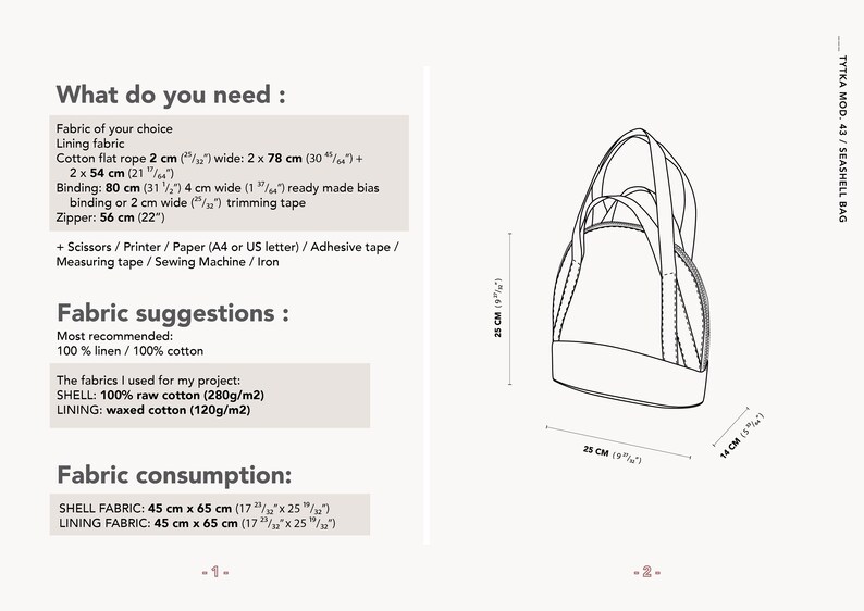 Seashell Bag Sewing Pattern PDF Sewing Pattern Canvas Tote - Etsy