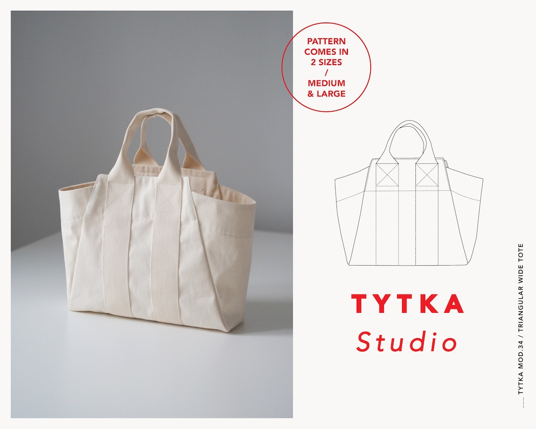 Triangular Wide Bag | PDF Sewing Pattern | Canvas Tote Pattern ...