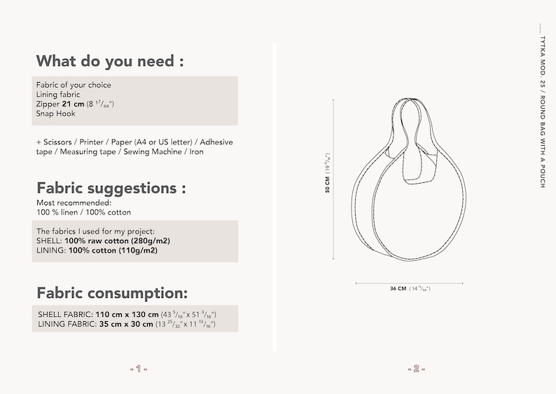 Round Bag With a Pouch Sewing Pattern One Size - Etsy