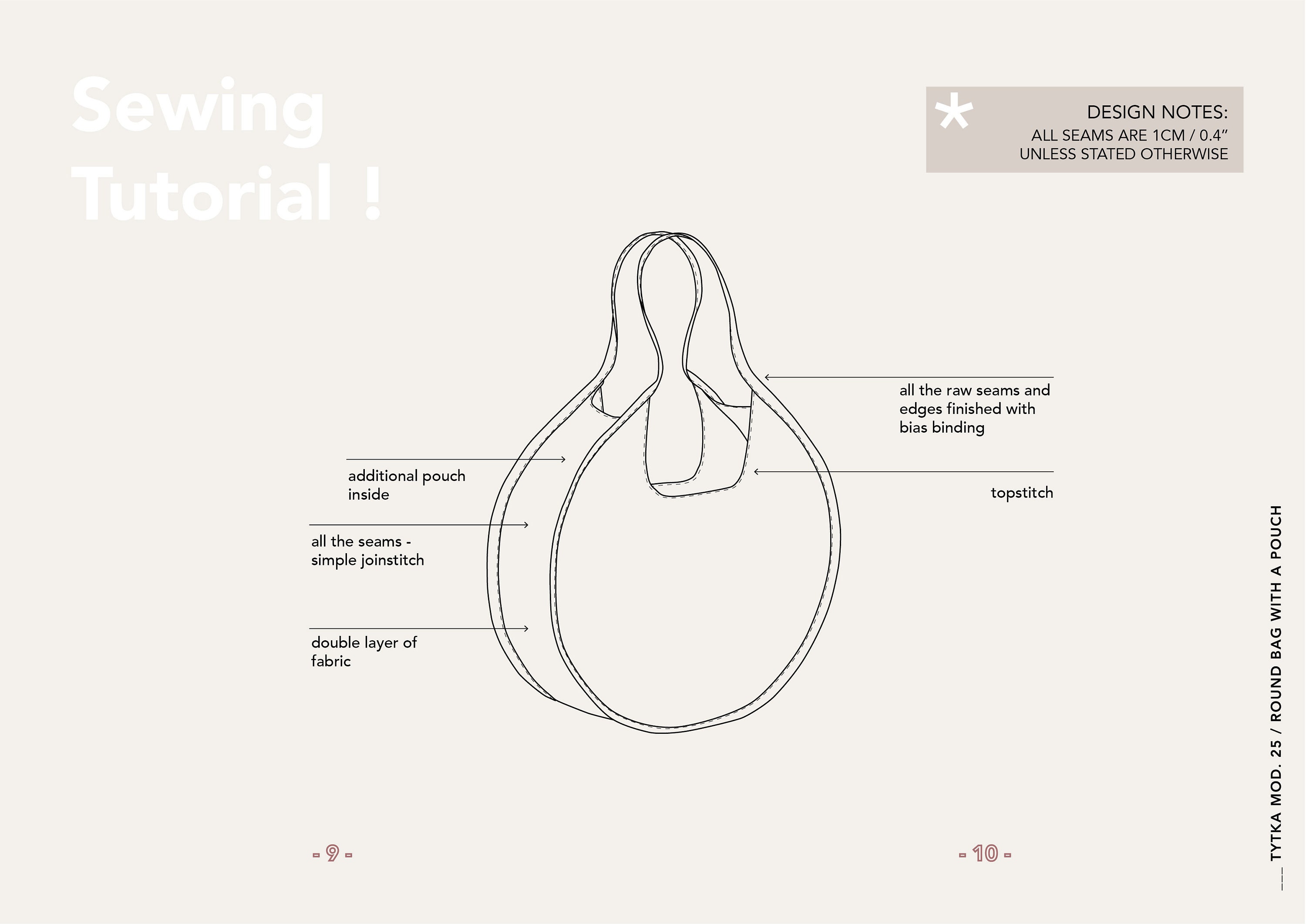 Round Bag With a Pouch Sewing Pattern One Size - Etsy UK