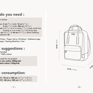 LARGE Classic Backpack | Canvas Bag | Sewing Pattern | Bag PDF Pattern ...