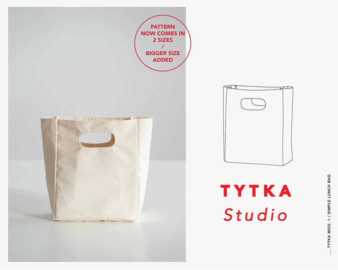 Simple Lunch Bag Tote Bag 2 SIZES PDF Pattern - Etsy