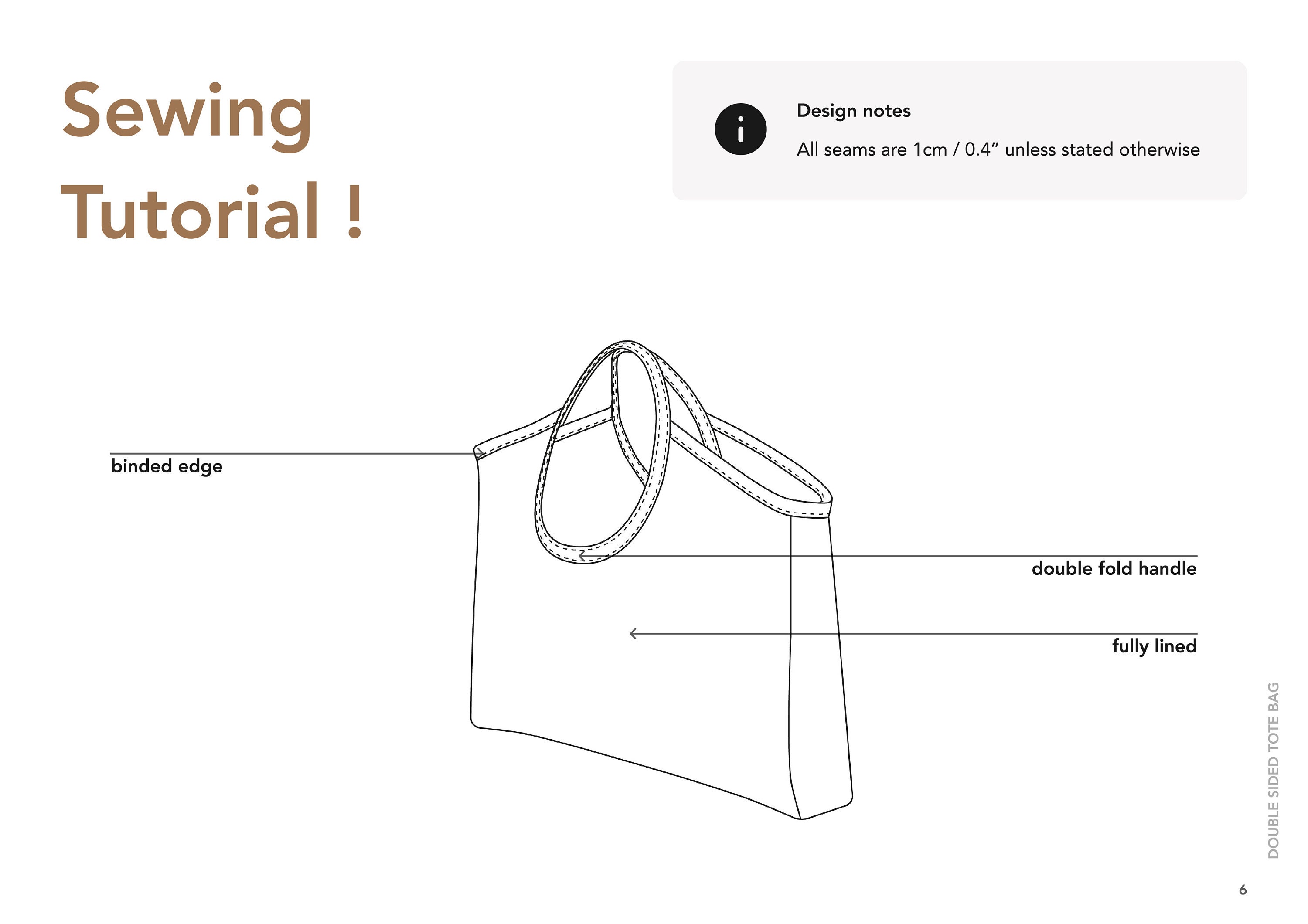 Double Sided Tote Bag | One Size: MEDIUM | Canvas Bag | Sewing Pattern ...