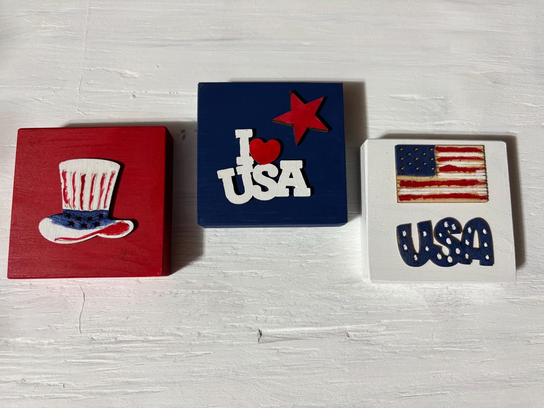 PATRIOTIC Red, White and Blue Signs SET of 3 - Etsy
