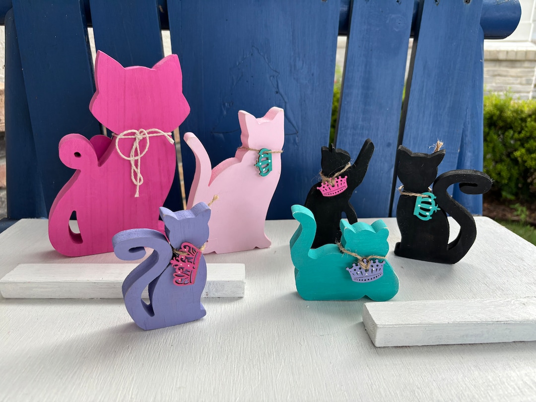 Wood CATS / Painted Rustic Cats, Farmhouse Decor - Etsy