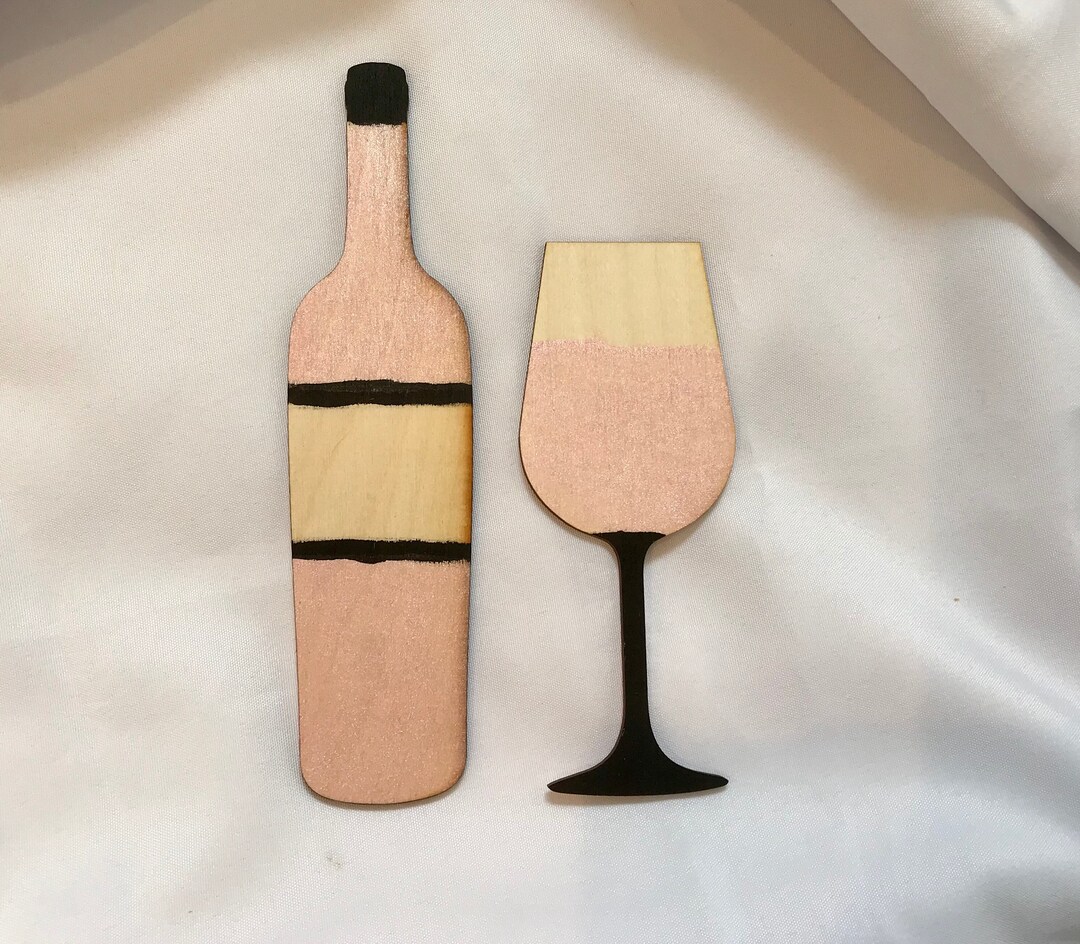 Wood Wine Bottle and Wine Glass Magnets - Etsy.de