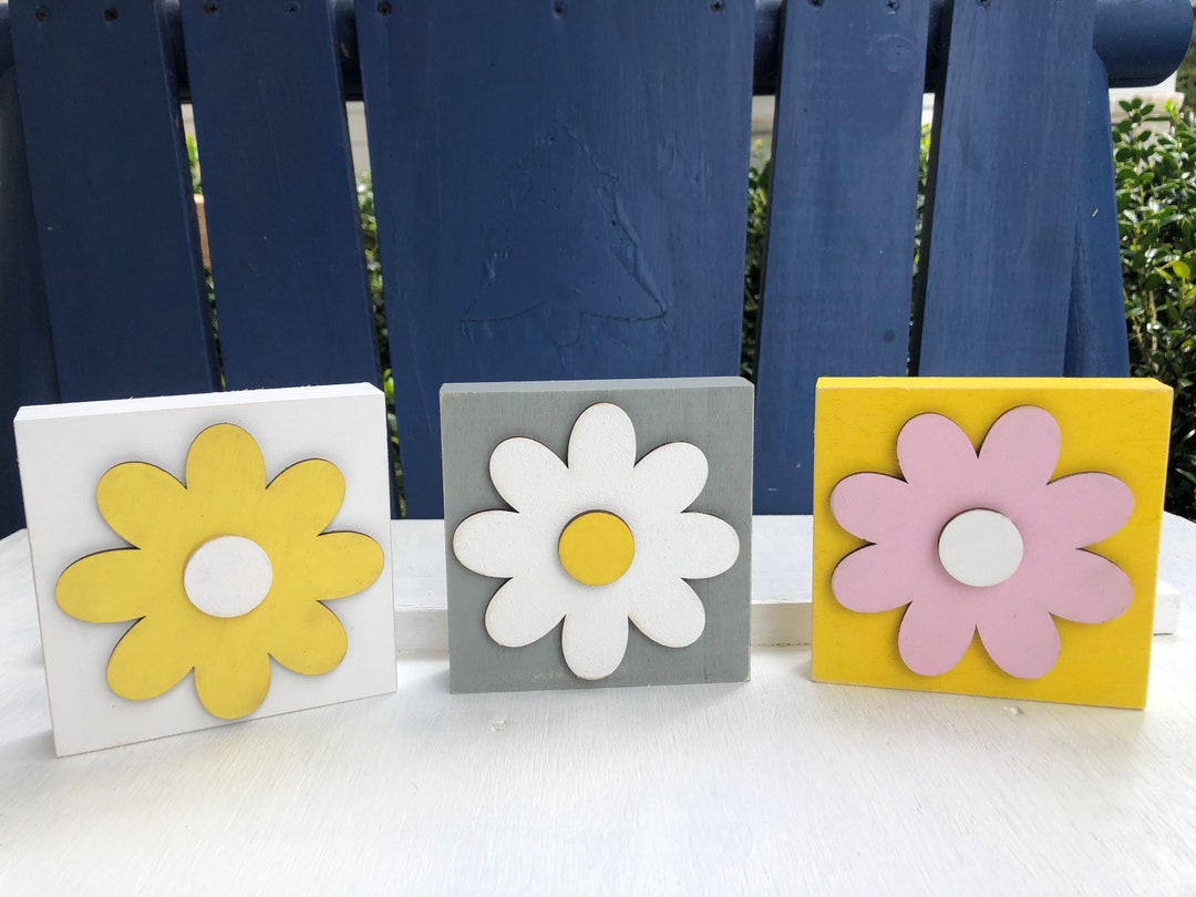 Chunky Wood DAISY - Rustic Wooden Spring / Summer Daisy Flower - Etsy