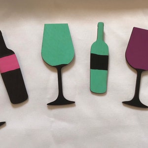 Wood Wine Bottle and Wine Glass Magnets - Colorful - Etsy