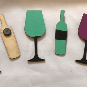 Wood Wine Bottle and Wine Glass Magnets - Colorful - Etsy