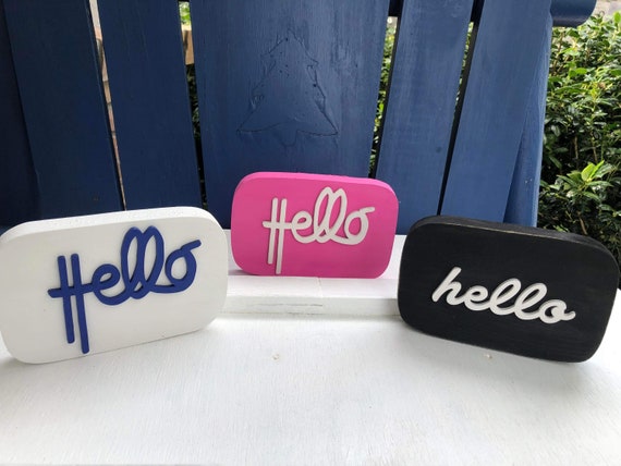 HELLO WOODEN Sign Counter Entry Sign Standup /text Bubble - Etsy