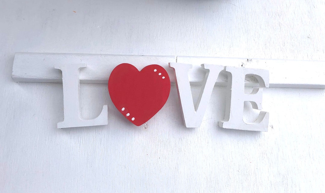 LOVE Letters / Sign, Wooden HEARTS, Home Decor, Tiered Wood Sign ...
