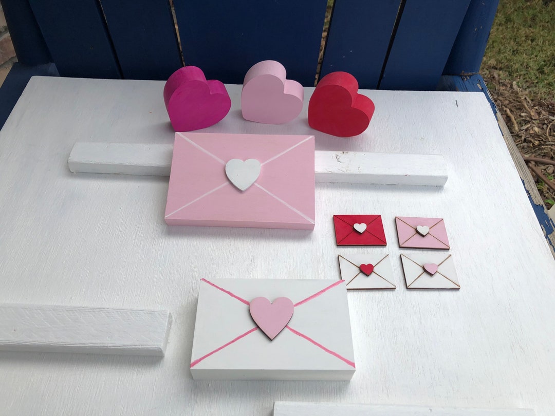 Mini Love Letters, Tiny Wood LOVE Hearts Wooden Decor, Wooden, Tiered ...