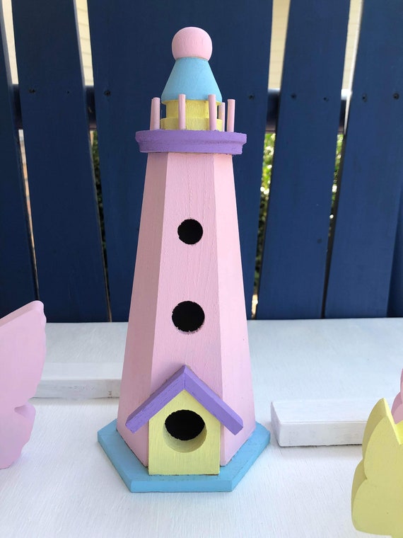 Pastel Spring LIGHTHOUSE Farmhouse Decor Hand Painted Home - Etsy