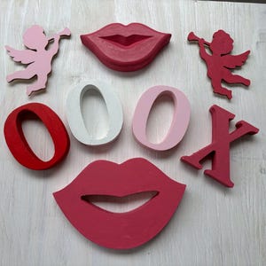 Large Wood Colored LIPS, Red Lips, Wood Cutouts, Decorative Colorful ...