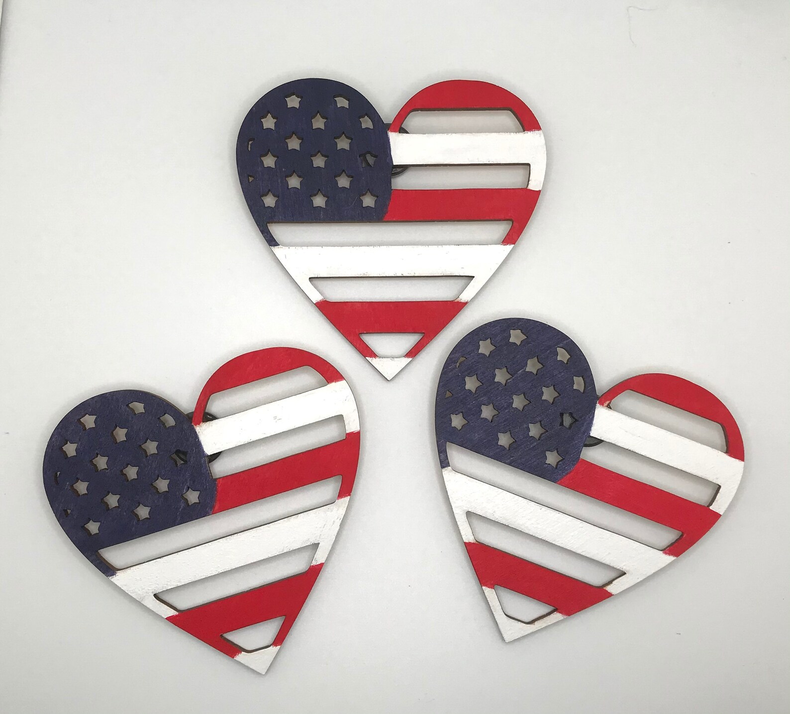 PATRIOTIC HEARTS Red White and Blue Heart Decor July 4th - Etsy