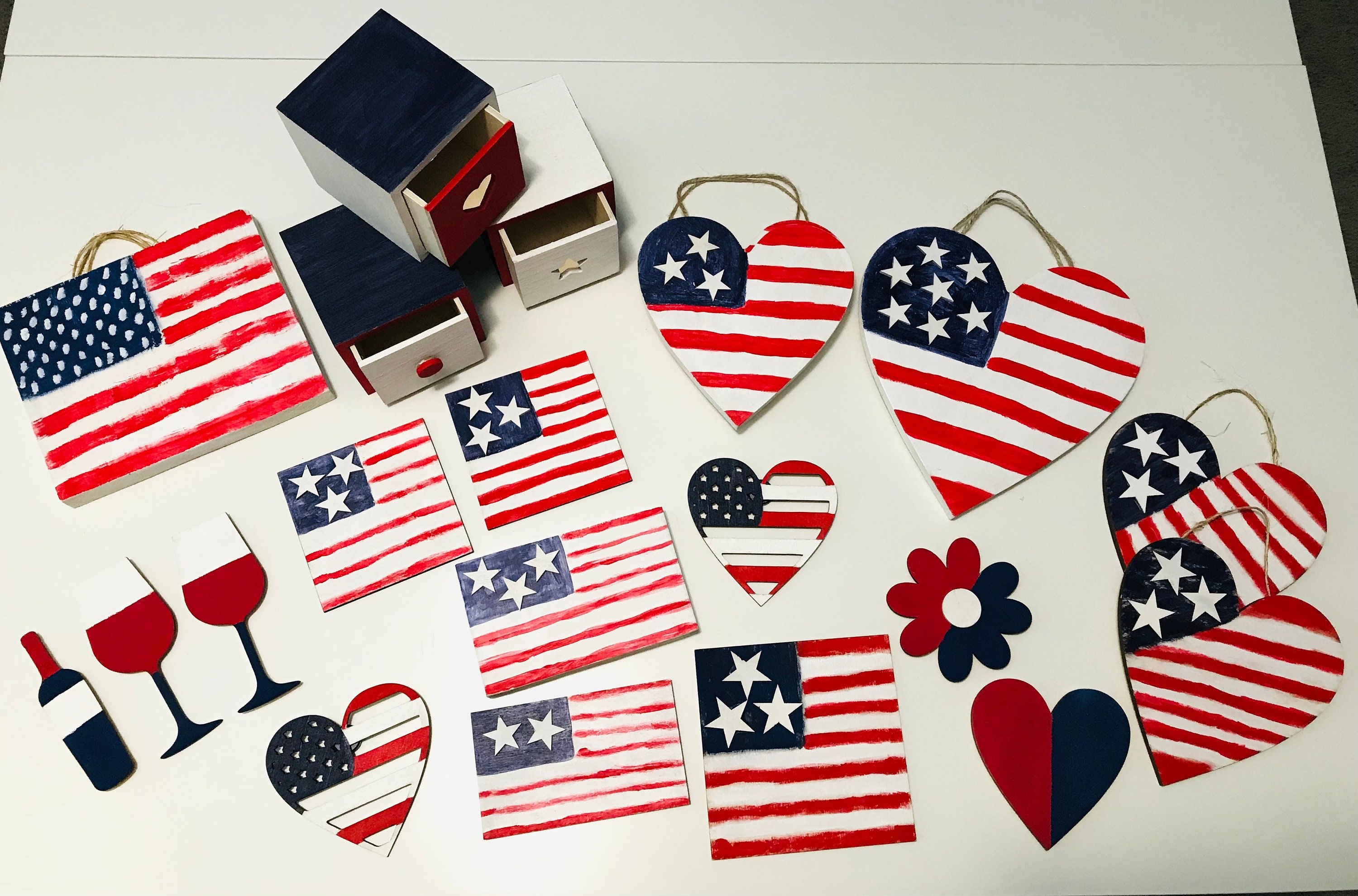 PATRIOTIC STARS Red white and blue Heart Decor July 4th | Etsy