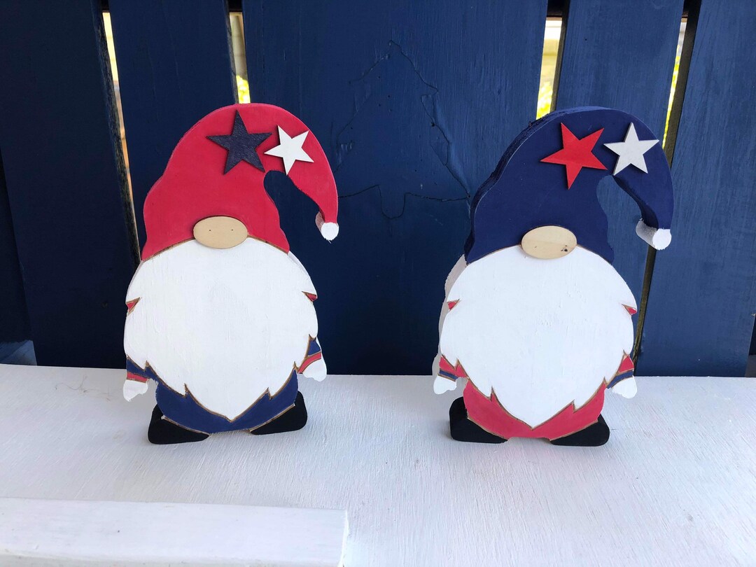 Wood GNOMES, Wooden Patriotic Gnome Decor, Chunky Decor Tiered Tray - Etsy