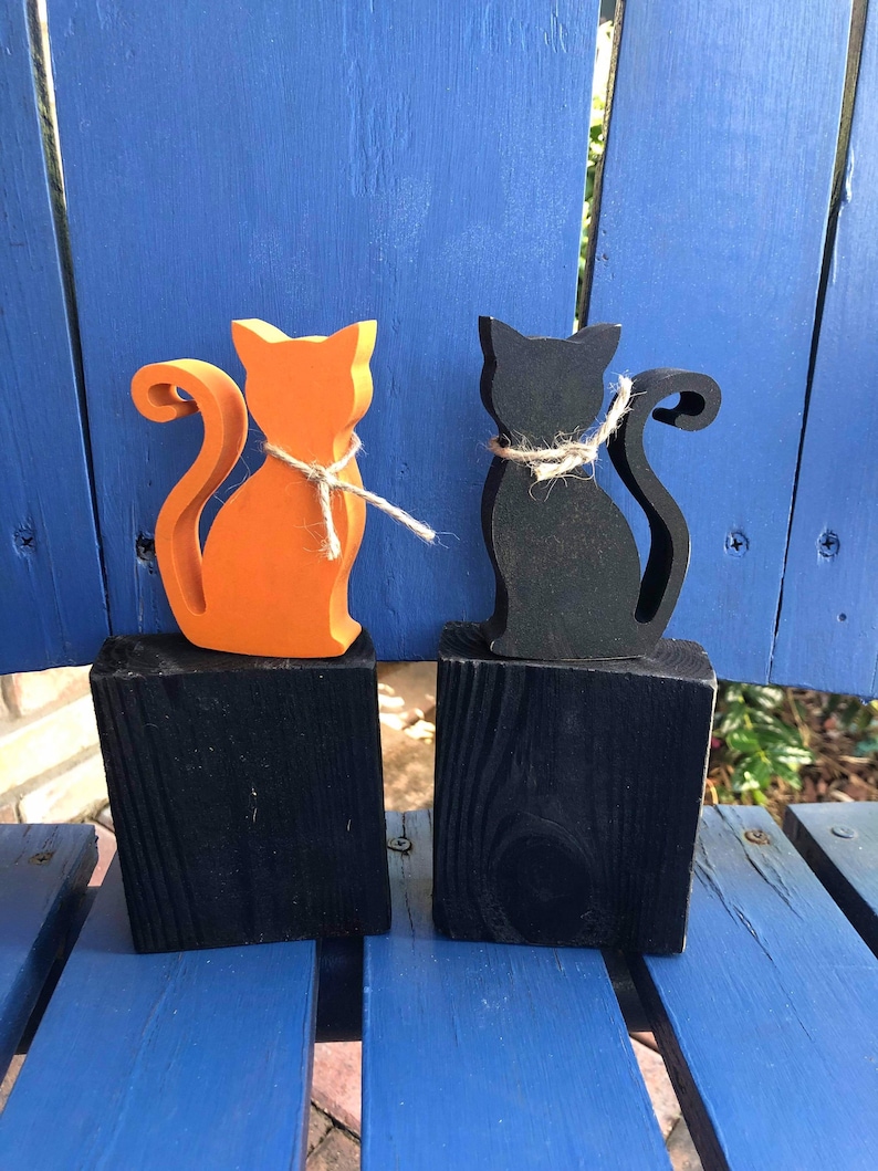 Black CATS / Wood /HALLOWEEN Rustic Cats, Farmhouse Decor - Etsy