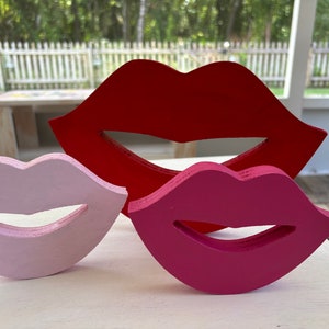 Large Wood Colored LIPS, Red Lips, Wood Cutouts, Decorative Colorful ...