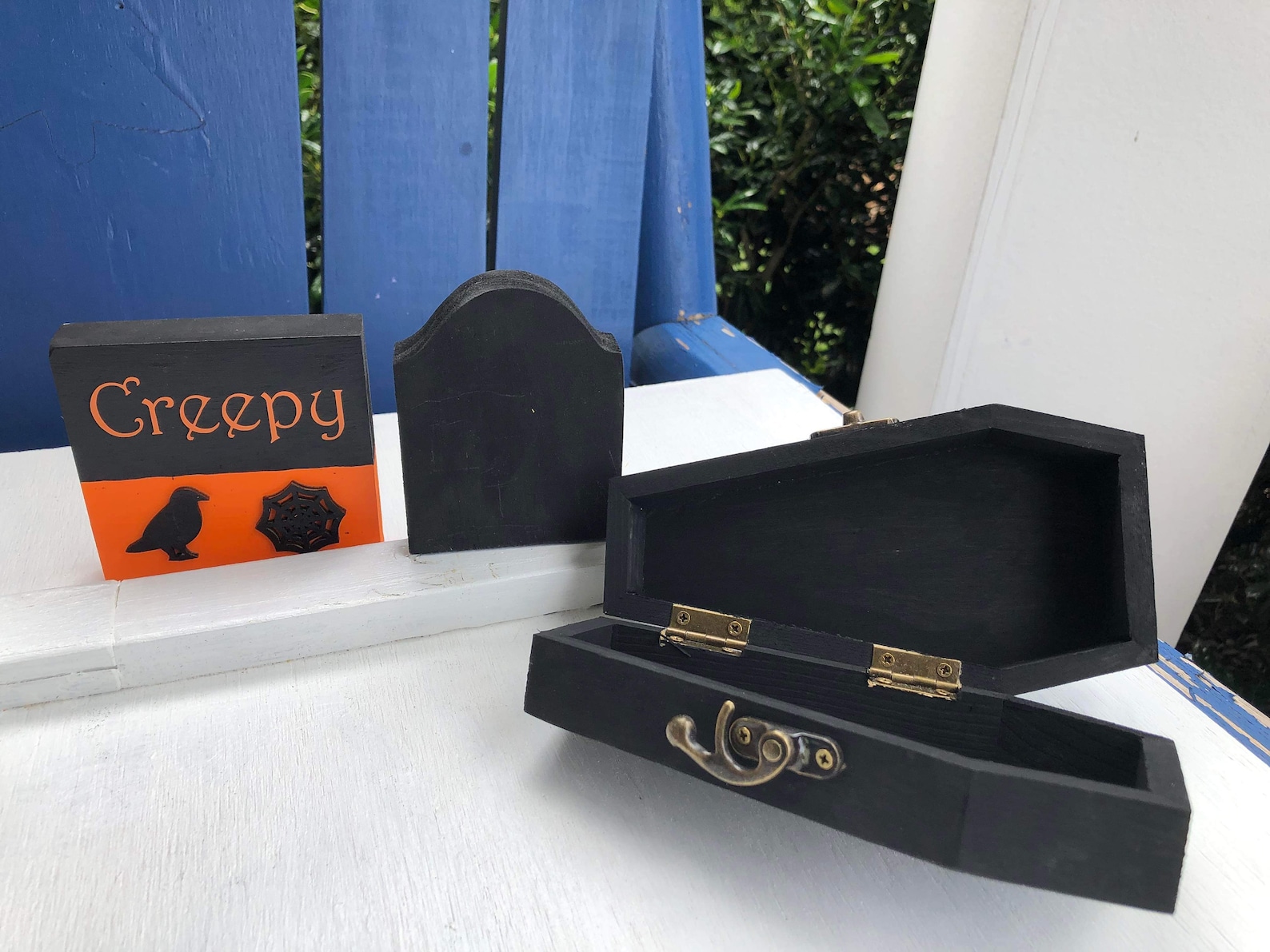 Halloween BLACK COFFIN Box With Latch Wood Decor - Etsy