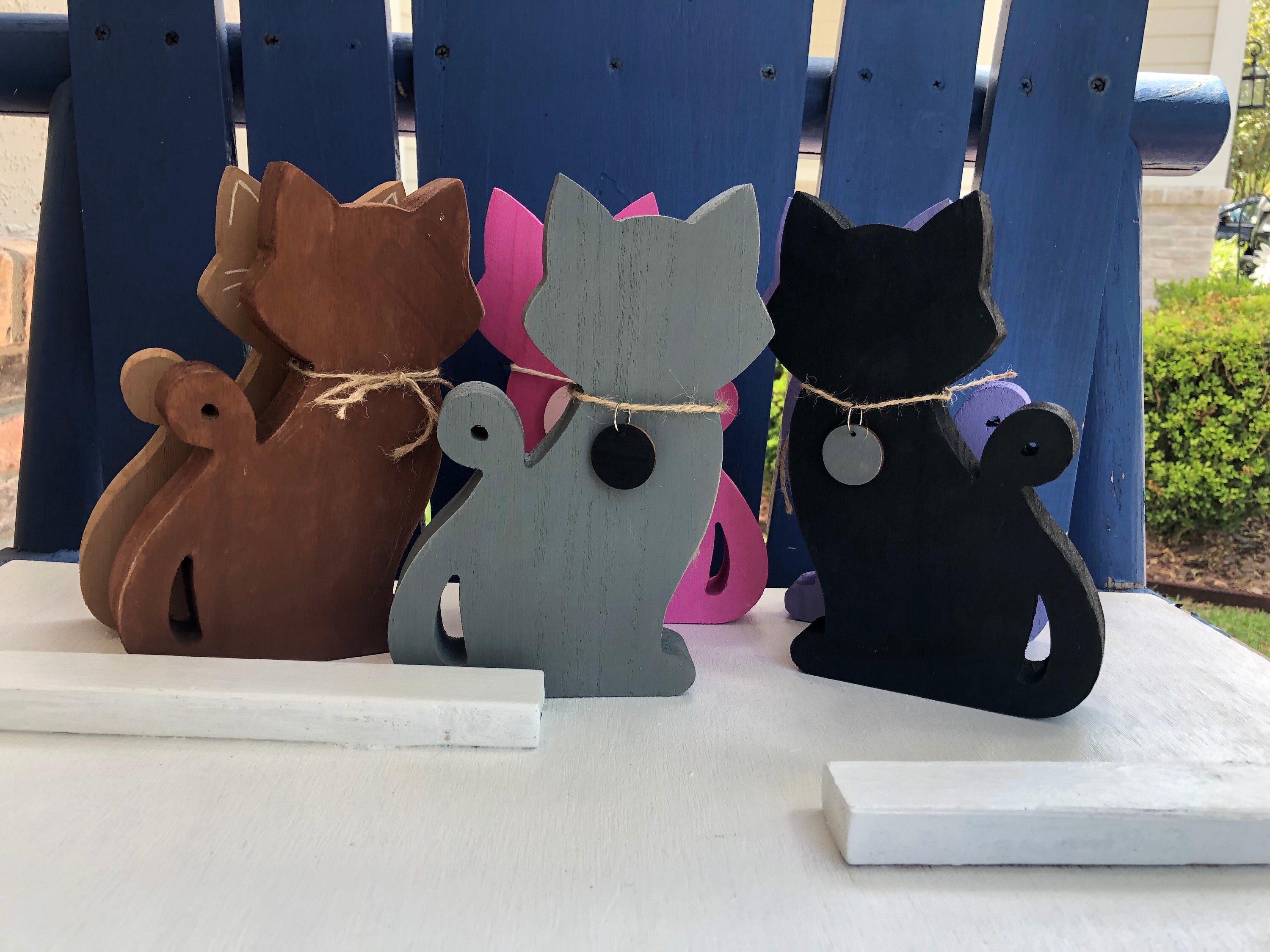 Cats/kitties, Solid WOOD Rustic, Cat Mom Gifts CATS Tiered Tray Counter ...