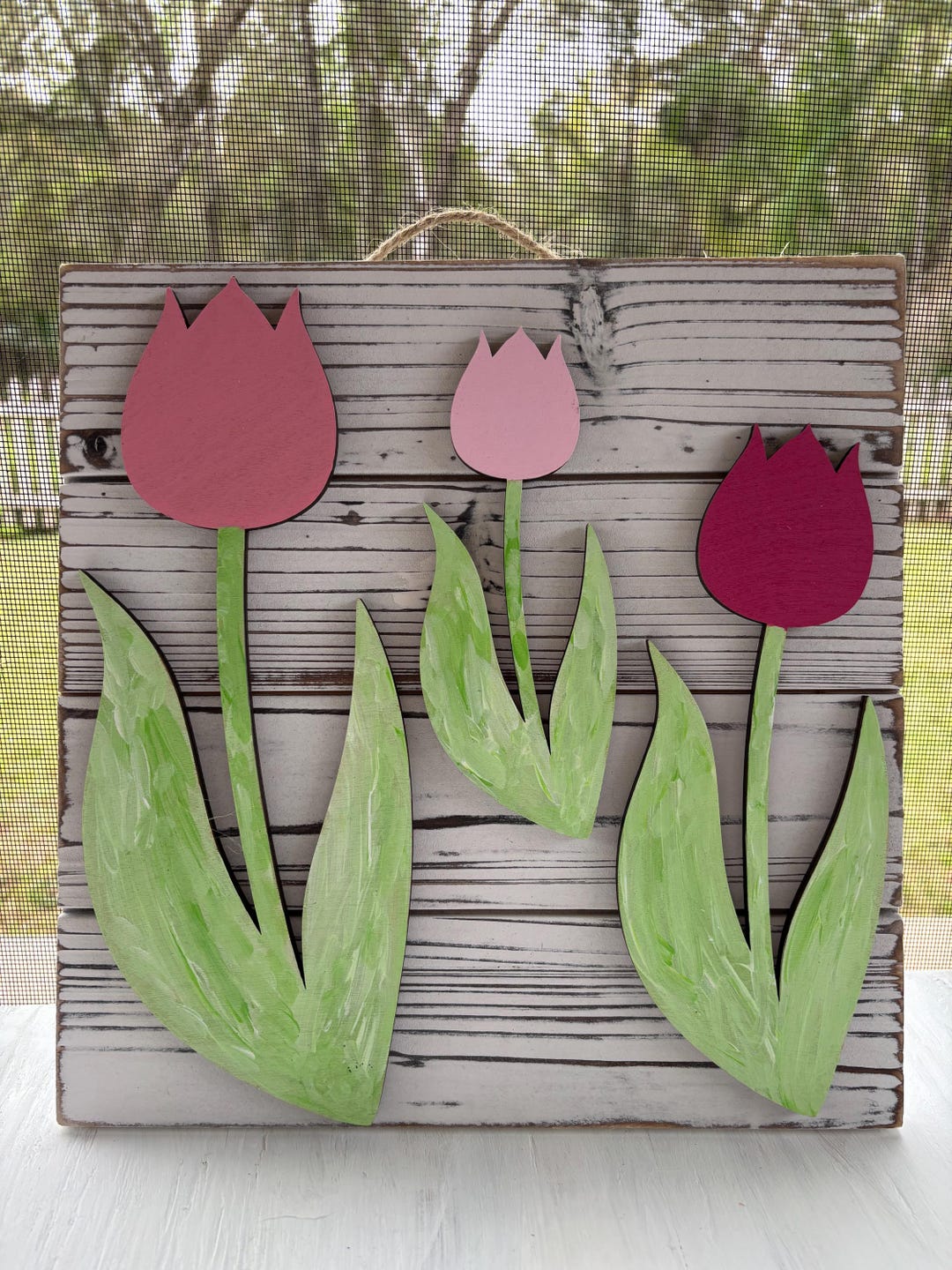 Wooden Hanging Tulip Sign - Etsy