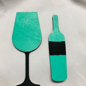 Wood Wine Bottle and Wine Glass Magnets - Colorful - Etsy