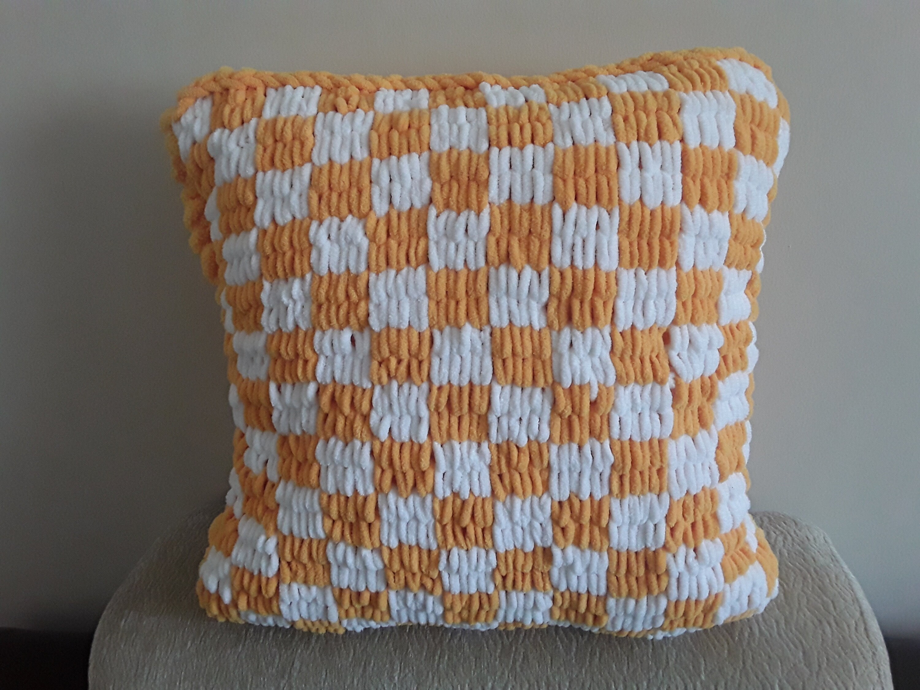 Knit Black White Checkered Pillow, Plaid Pillowcase, Chess Pattern ...
