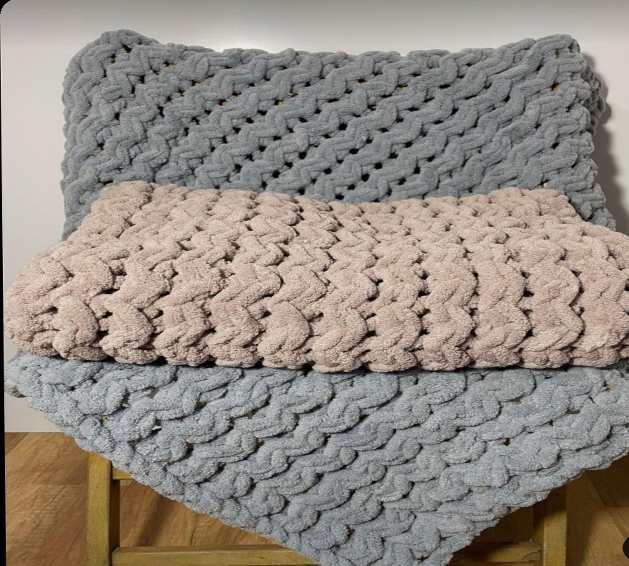 Knit White Throw for Baby, Squishy Baby Blanket, Gray Soft Blanket ...