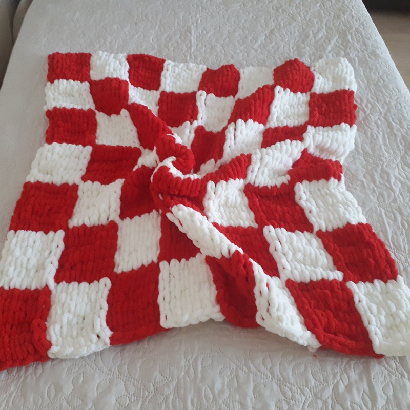 Red and White Throw - Etsy