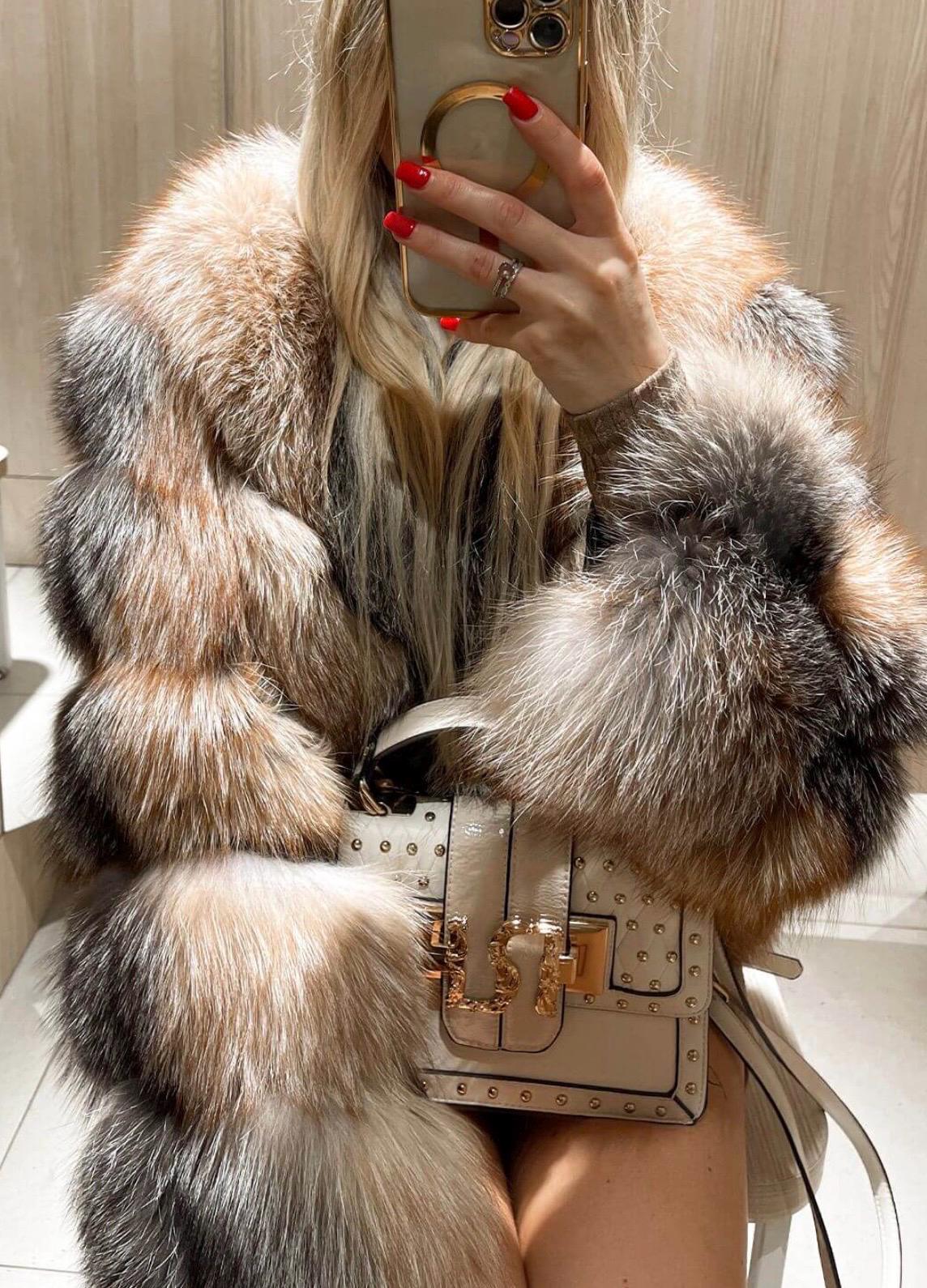 Luxury Fox Jacket With Fox Fur Details/ Natural Fox Fur/ Women Jacket ...