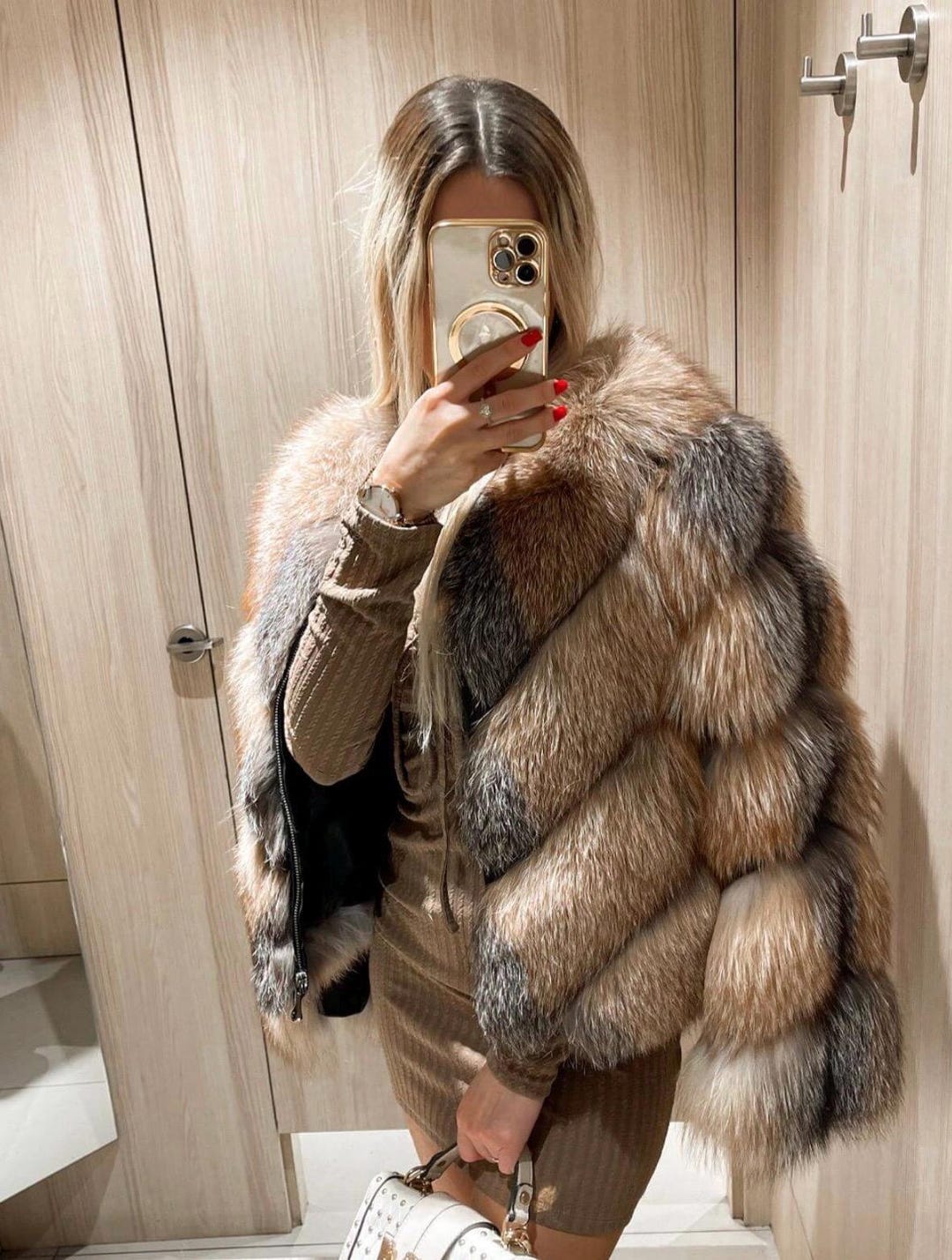 Luxury Fox Jacket With Fox Fur Details/ Natural Fox Fur/ Women Jacket ...