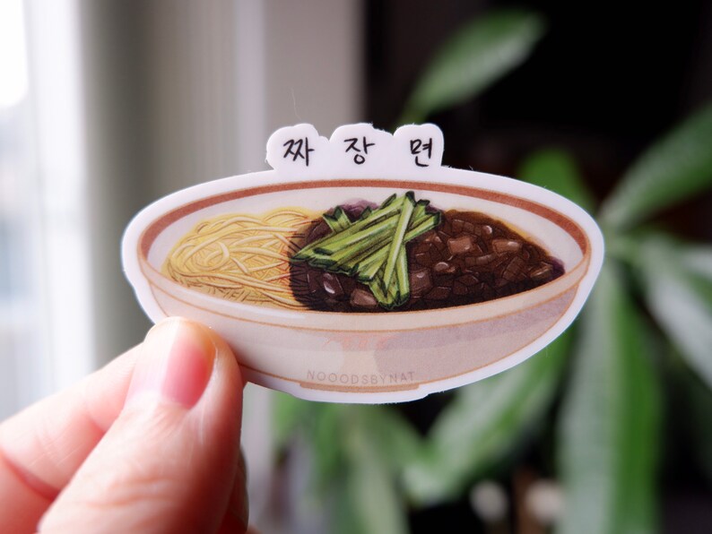 Jjajang Myeon Korean Noodle Sticker | Asian Noodles Die Cut Premium ...