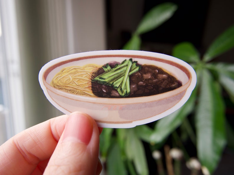 Jjajang Myeon Korean Noodle Sticker | Asian Noodles Die Cut Premium ...