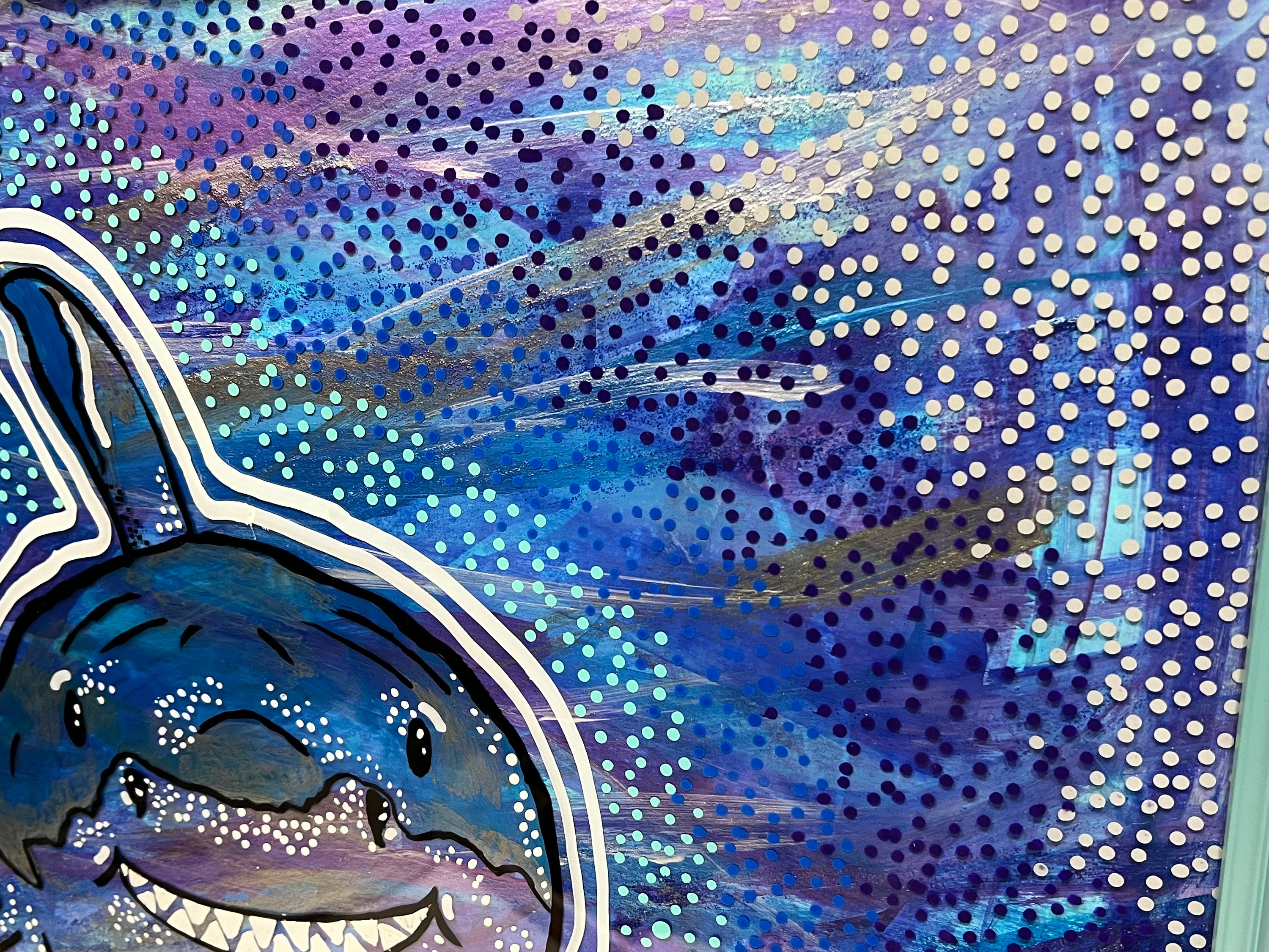 Original Shark Pop Art Painting on Reverse Glass With Upcycled Frame - Etsy