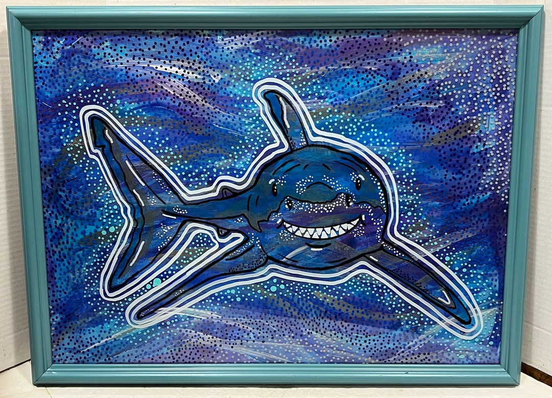 Shark Pop Art Original Painting | Shark Lover | Wall Art | Ocean | Sea ...
