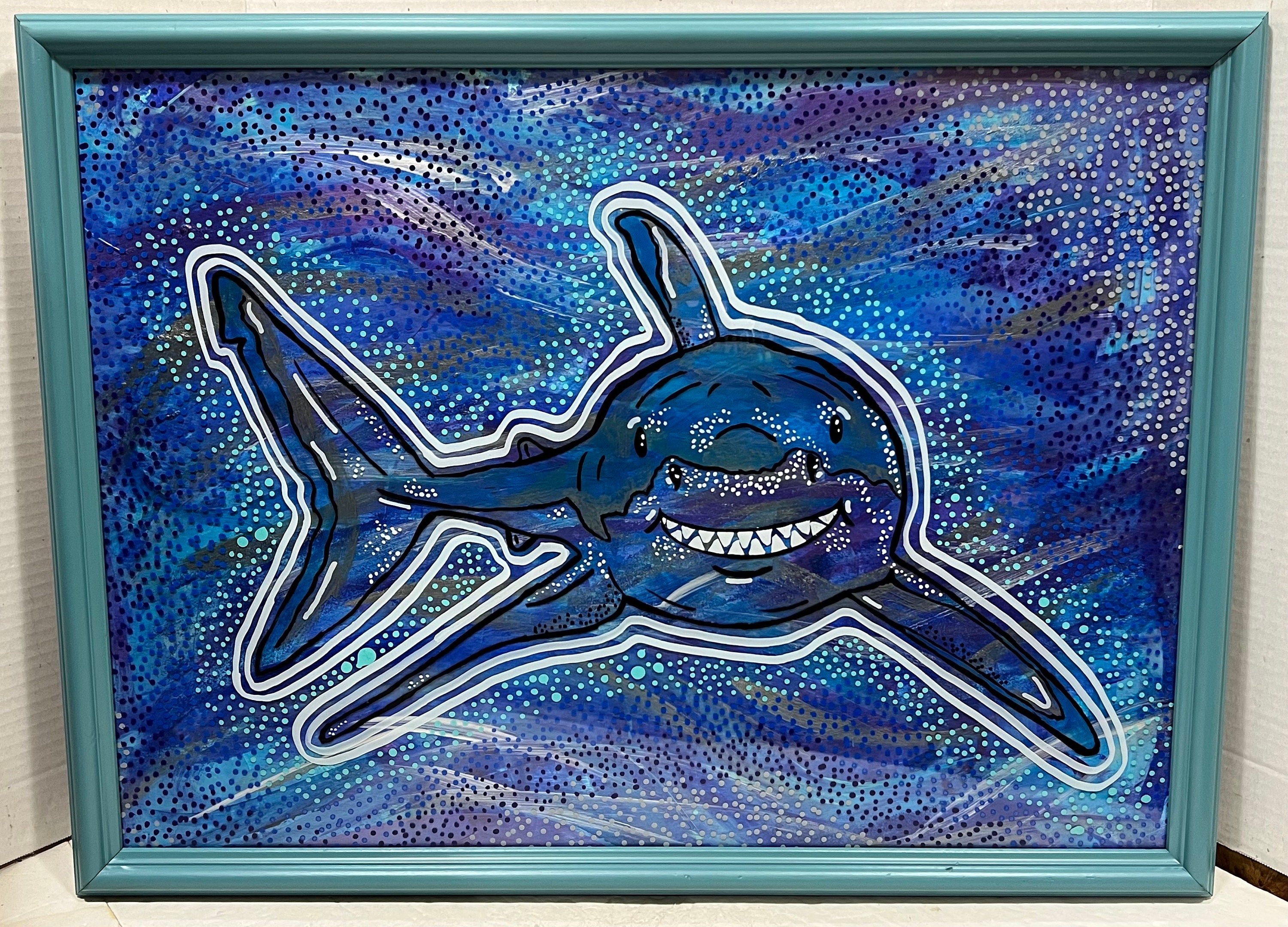 Shark Pop Art Original Painting | Shark Lover | Wall Art | Ocean | Sea ...