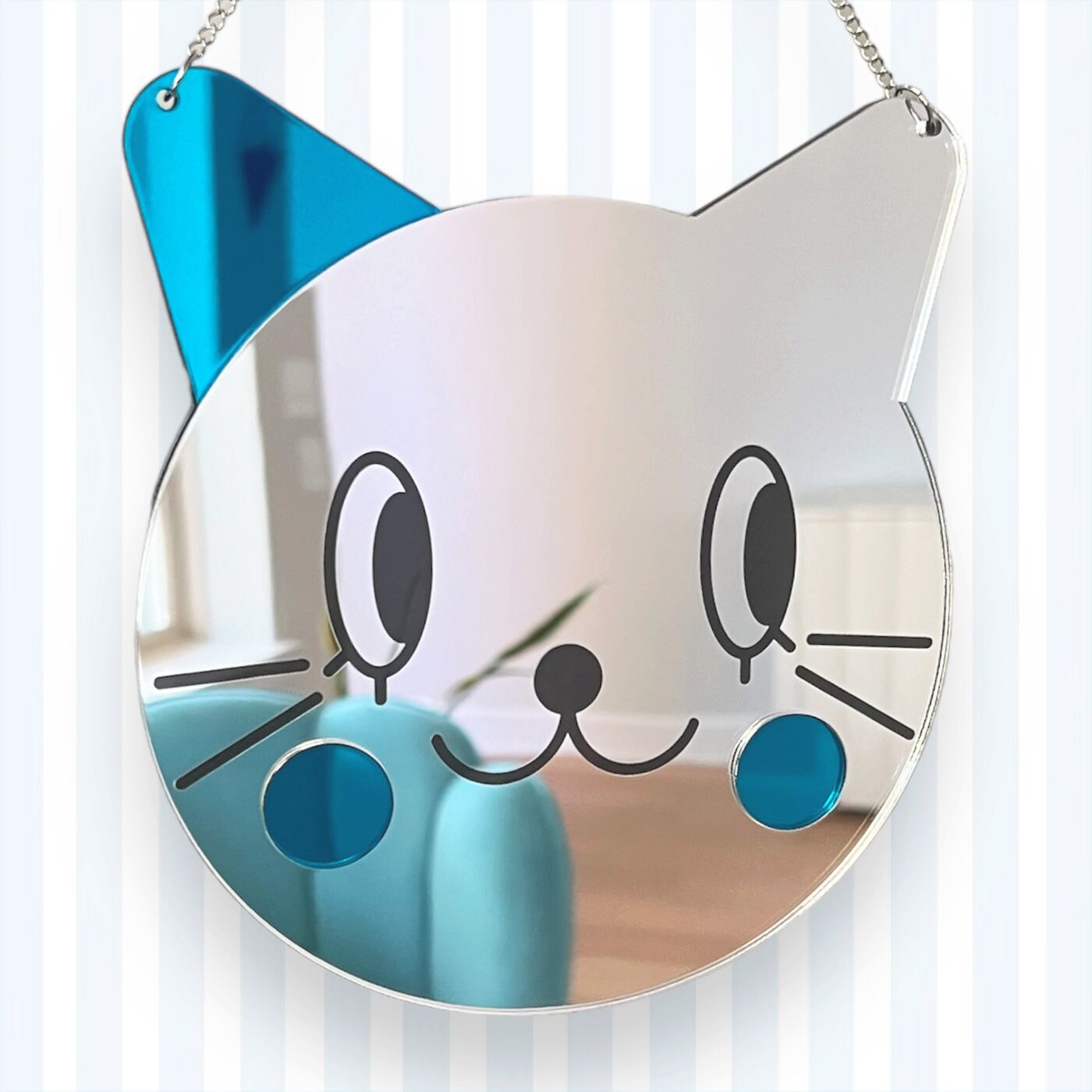 Teal Cat Mirror | Acrylic Art | Laser Cut | Cute Kitty Wall Hanging - Etsy