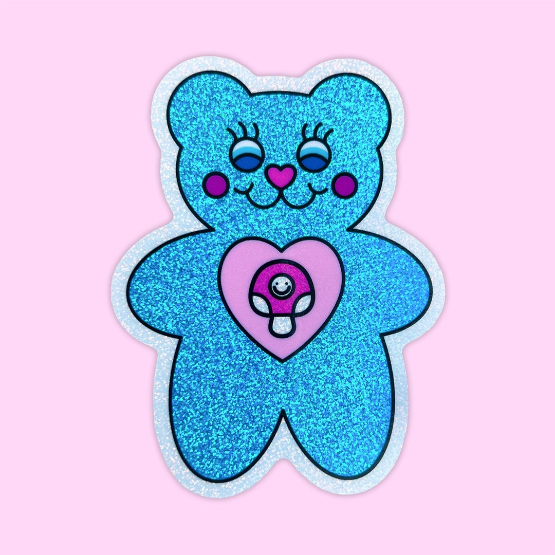 Teddy Bear Glitter Vinyl Sticker Waterproof Cute Sticker - Etsy