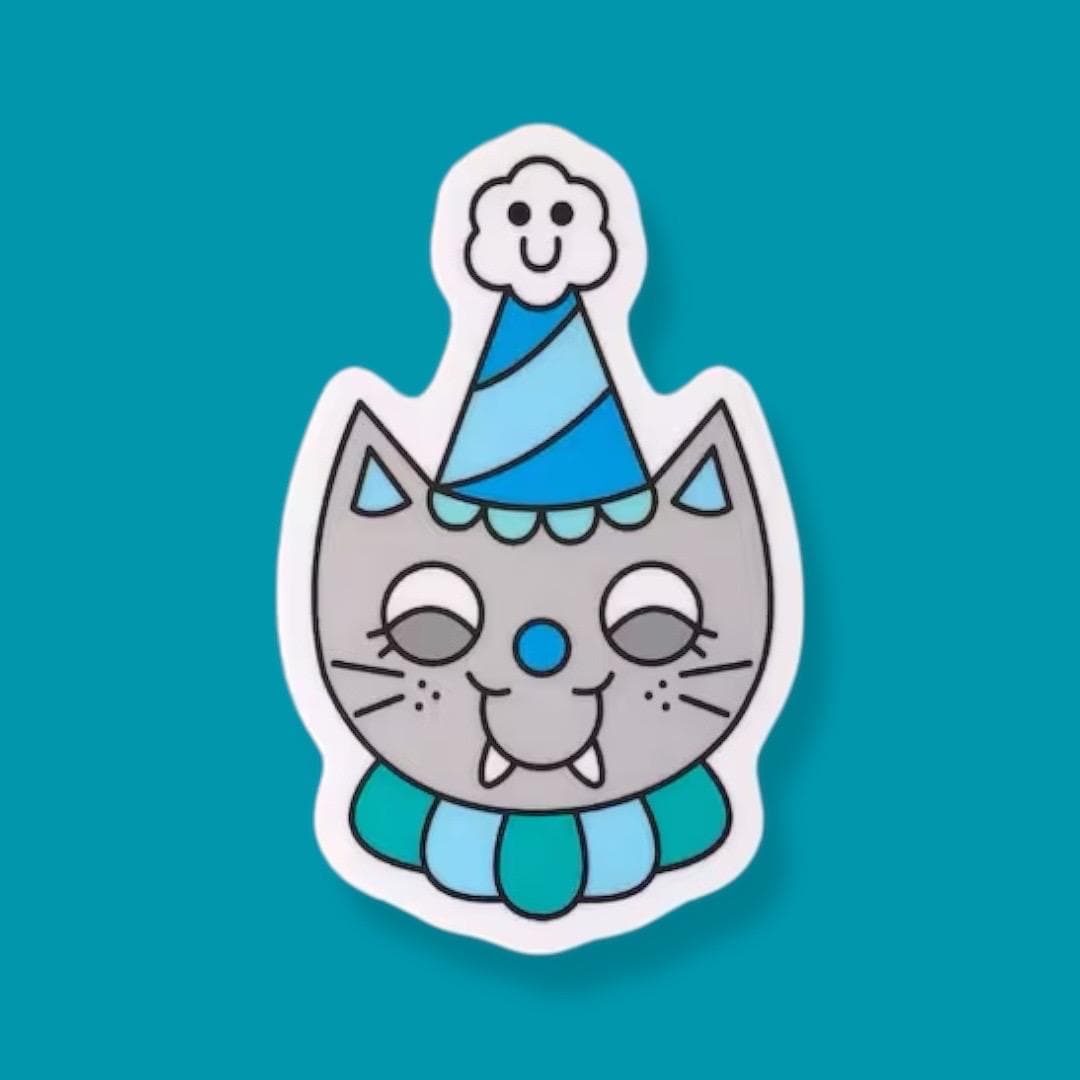 Party Cat Vinyl Sticker | Waterproof | Cute Sticker - Etsy