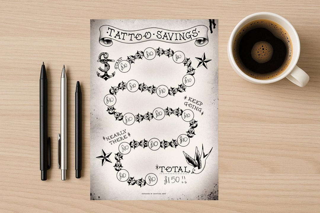 Tattoo Savings Chart, Tattoo Reward Chart, Finance Chart, Adult Reward ...