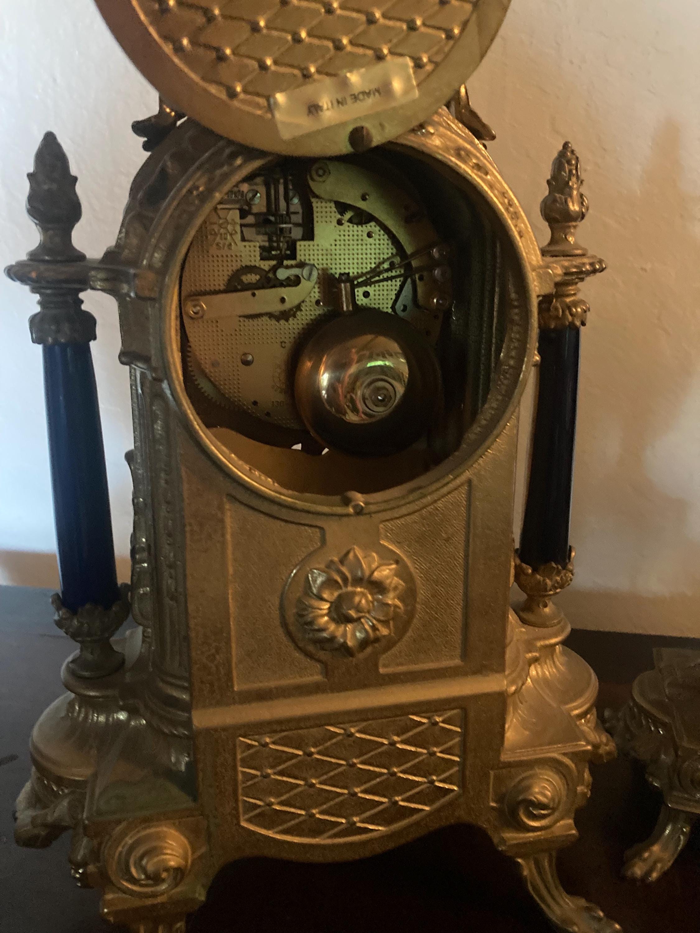Italian Franz Hermie Lancini Garniture 3pc Set Porcelain Mantle Clock W ...