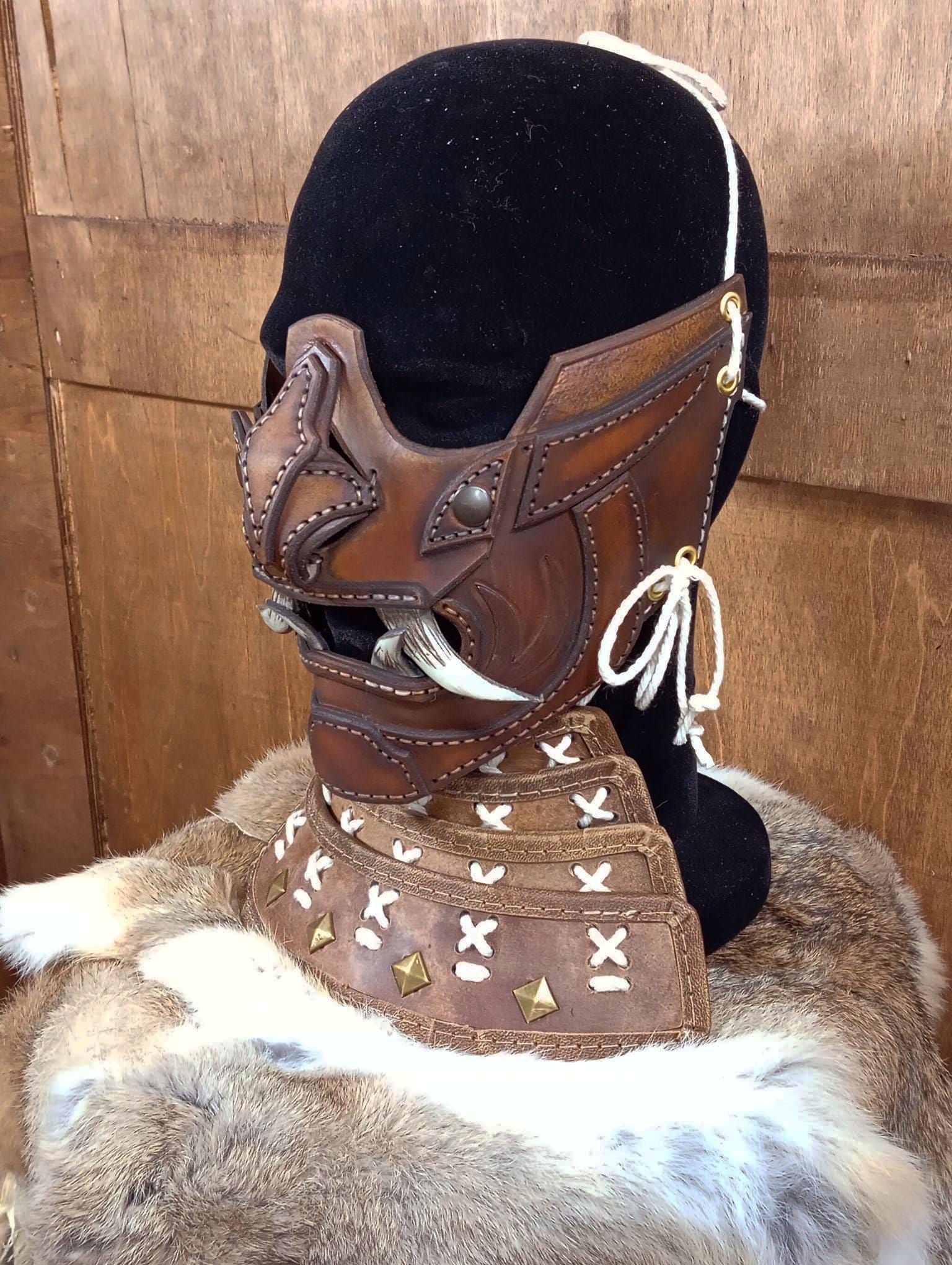 Leather Samurai Mask Pattern PDF Samurai Witcher LARP Roleplay Menpo Do ...