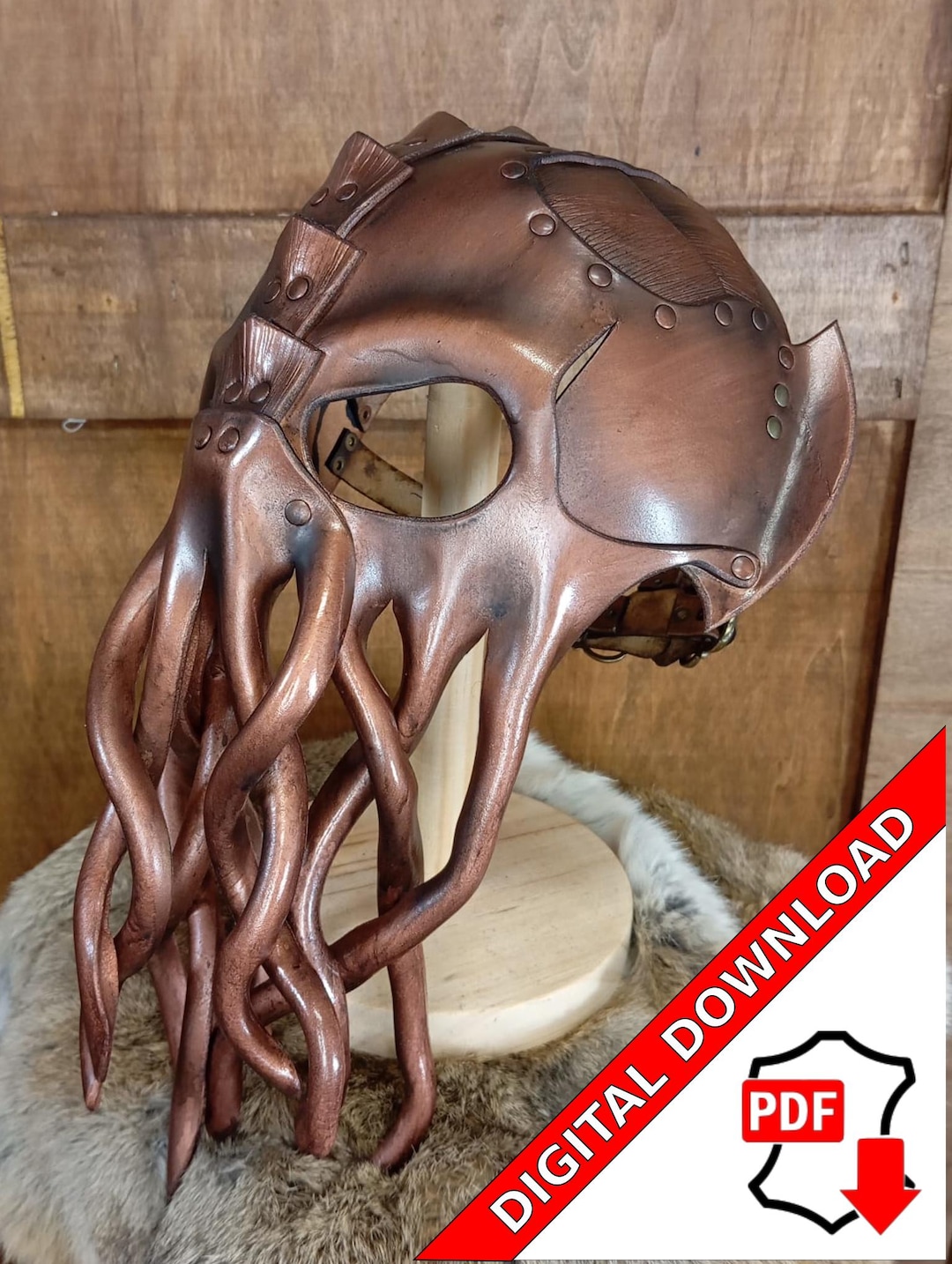 Leather Pattern Cthulhu Mask Kraken Cultist DIY Cultist Mask Template ...