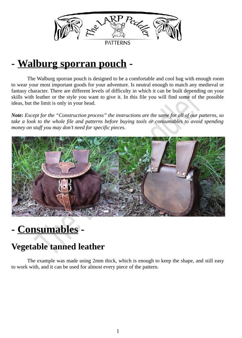 Leather Bag Pattern PDF Sporran Pouch LARP Roleplay Medieval Do It ...