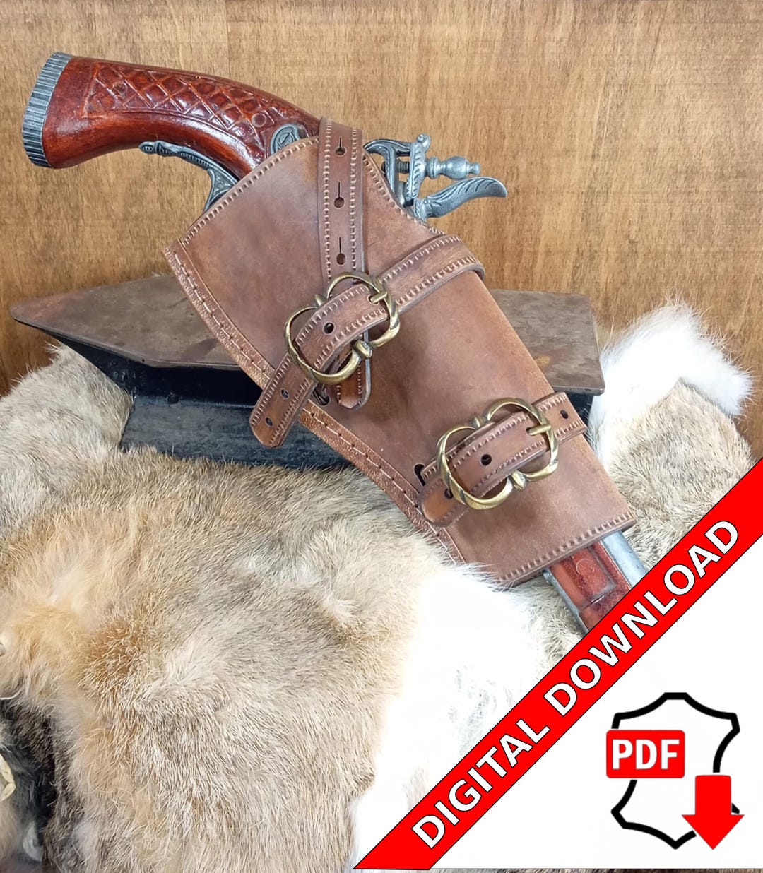 Leather Holster Pattern PDF Flintlock Gun LARP Roleplay Medieval Do It ...