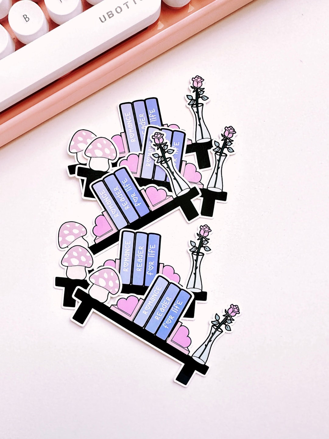 Romance Book Stack Sticker - Etsy