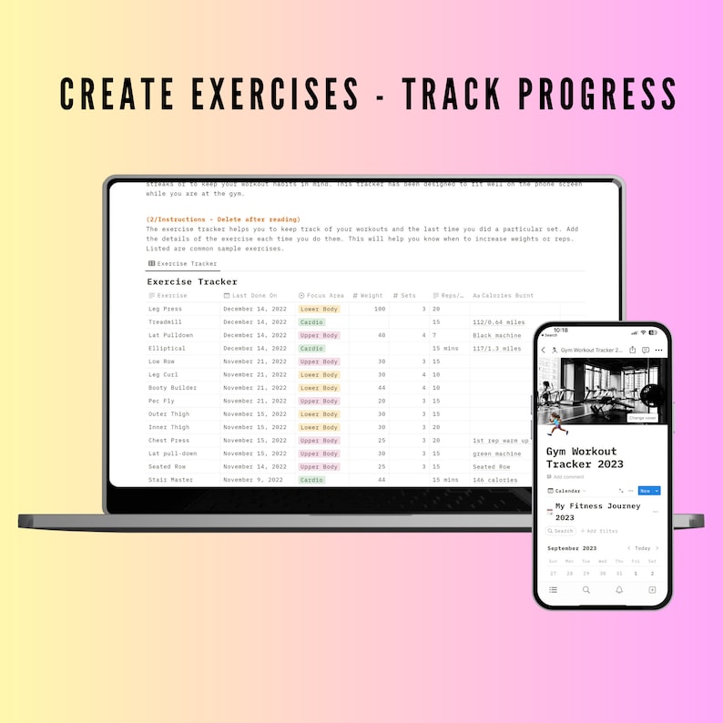 Notion Template Gym Workout Fitness Tracker Journal, Fitness Journal ...