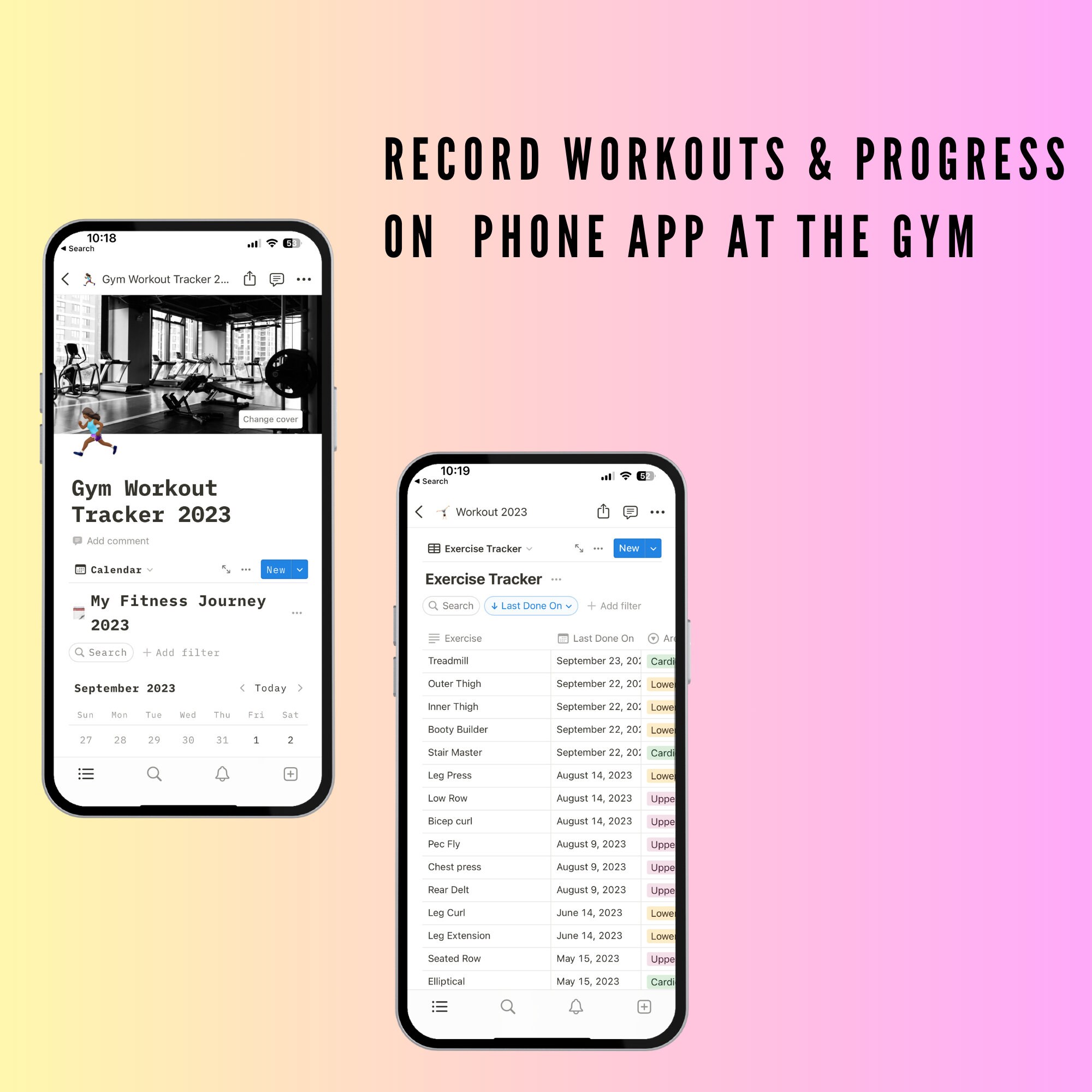 Notion Template Gym Workout Fitness Tracker Journal, Fitness Journal ...